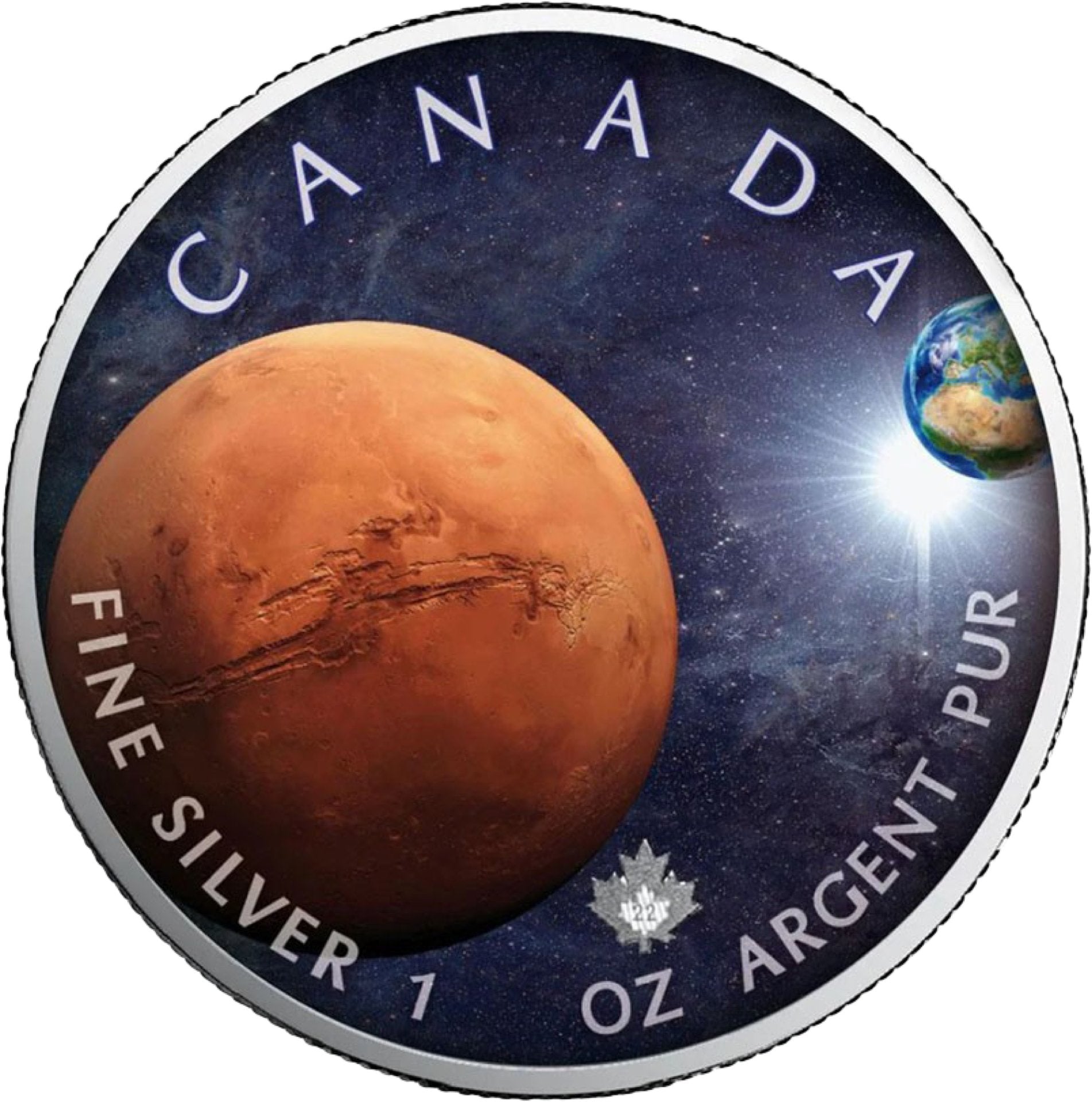 1 Unze Silber Maple Leaf Sonnensystem Mars 2022 (Auflage: 2.500) – Marc ...